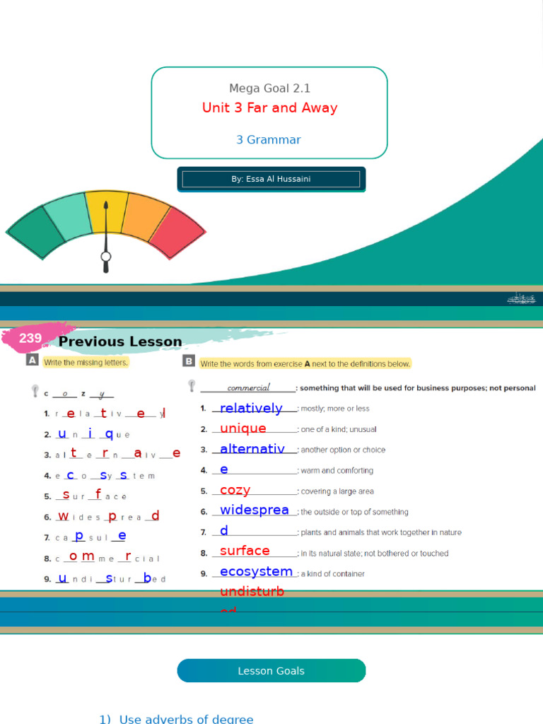 MG2.1 U3 L3 Grammar 46 | PDF