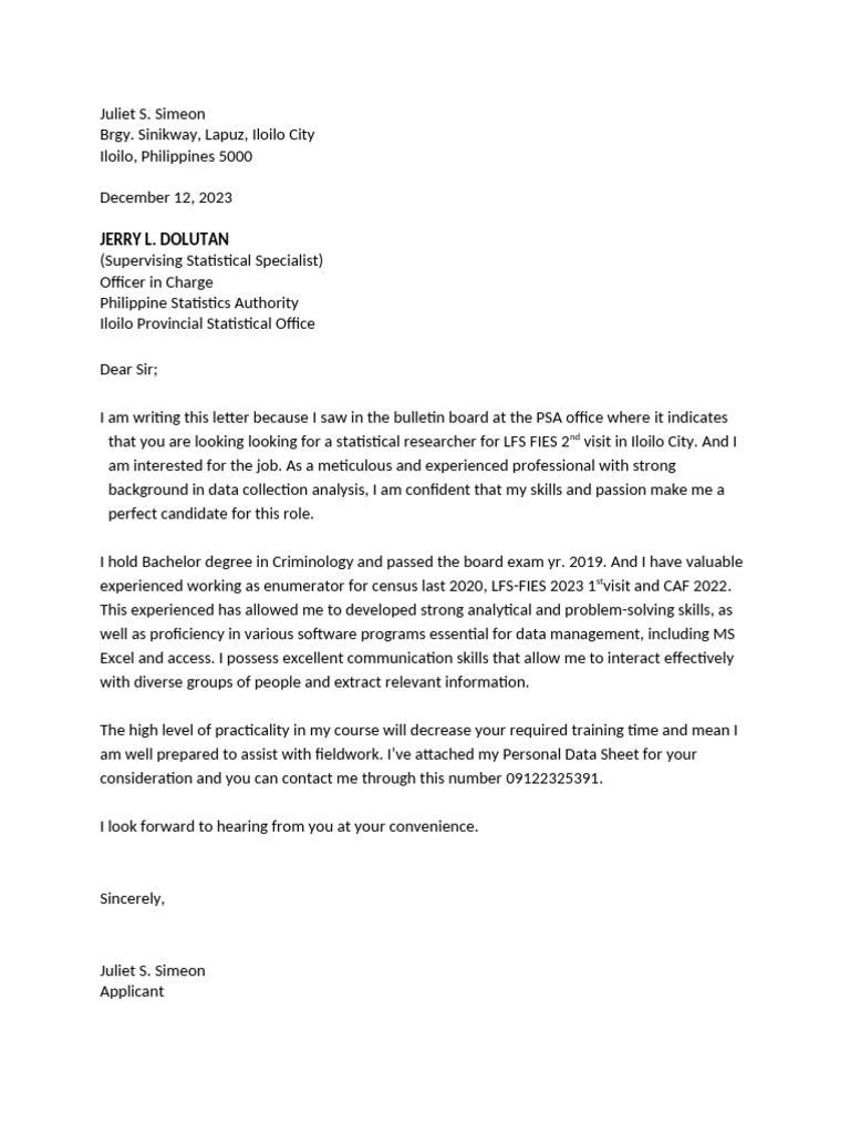 Application Letter Updated | PDF