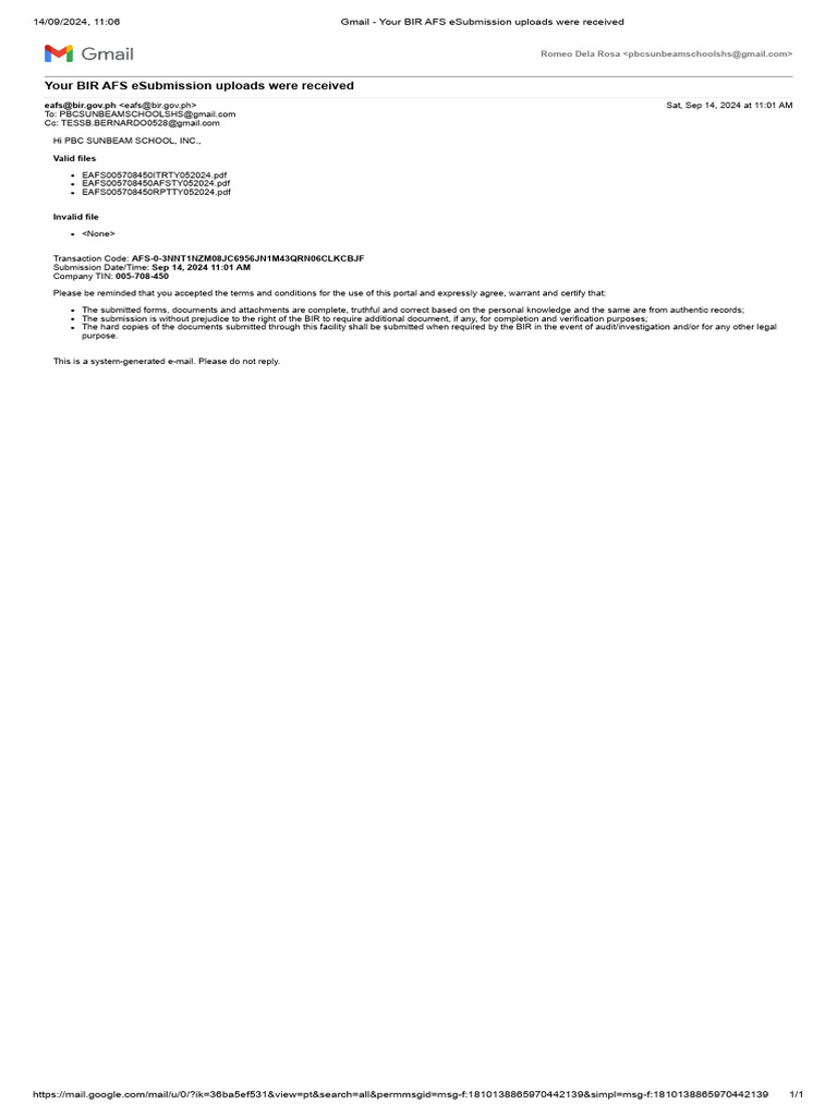 PBC SUNBEAM SCHOOL - 1702MX ITR AND AFS FY 2023-2024 FINAL-compressed | PDF