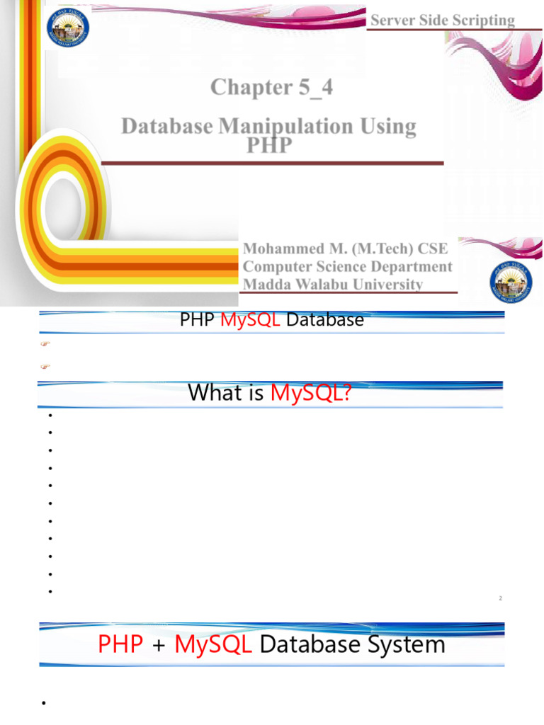 Chapter 5 - 4 - Data Base Manipulation Using PHP | PDF