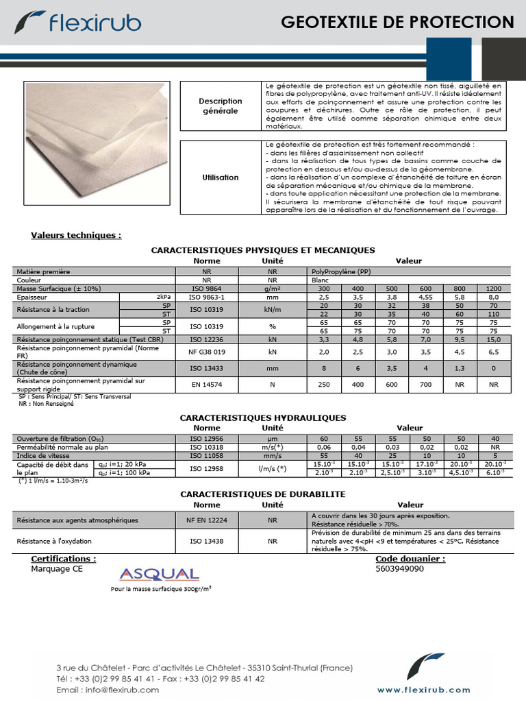 Fiche Technique - Géotextile de Protection | PDF