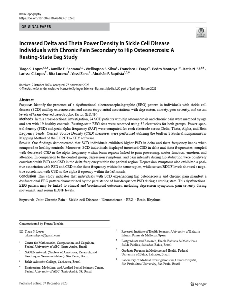 Increased Delta and Theta Power Density in Sickle Cell Disease ...