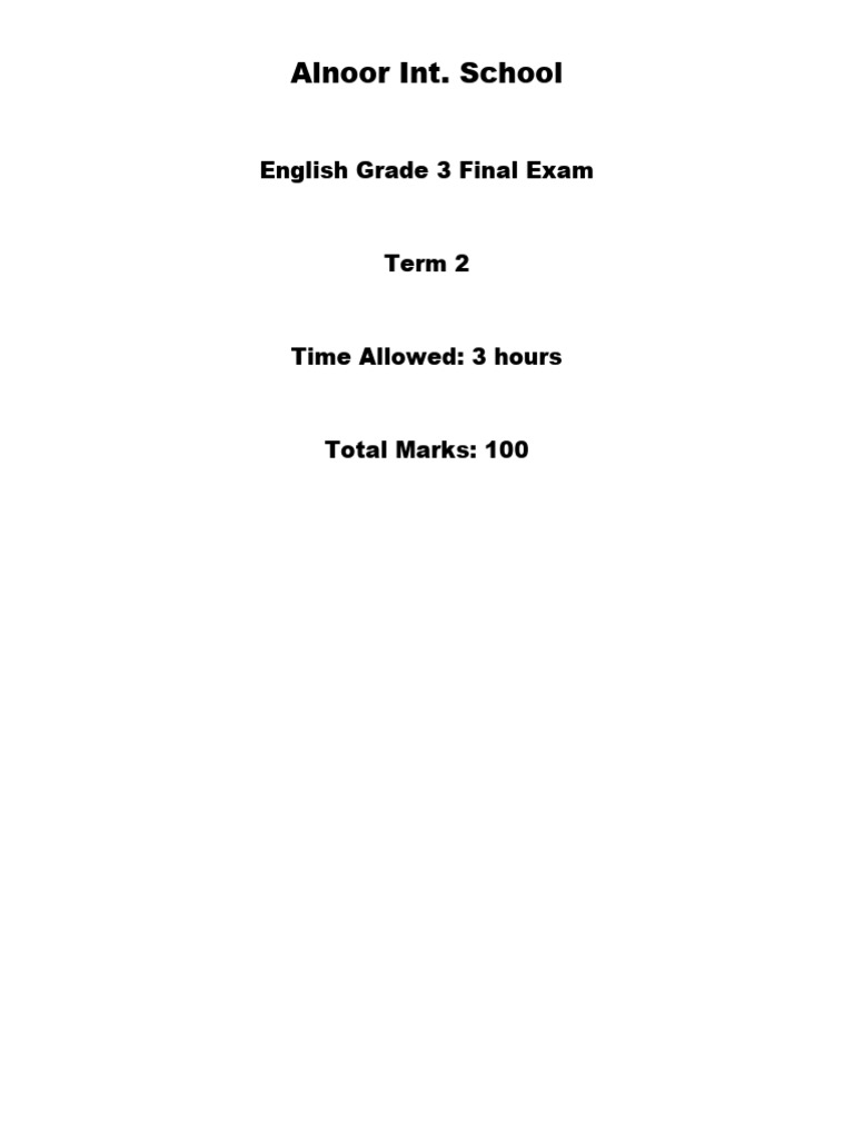 G3 Term 2 Final English | PDF
