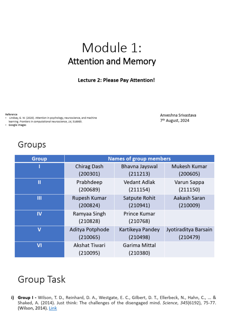 Lecture 2 Module 1 Attention | PDF