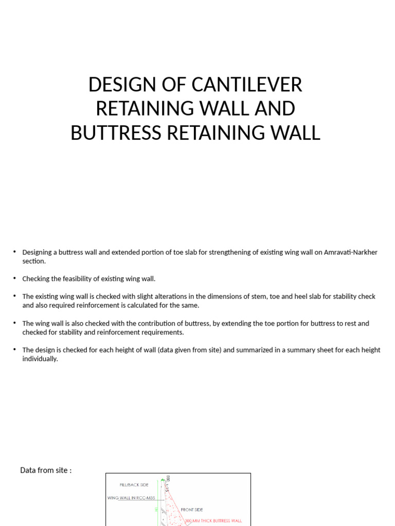 Design of Cantilever Retaining Wall and Buttress Retaining Wall | PDF