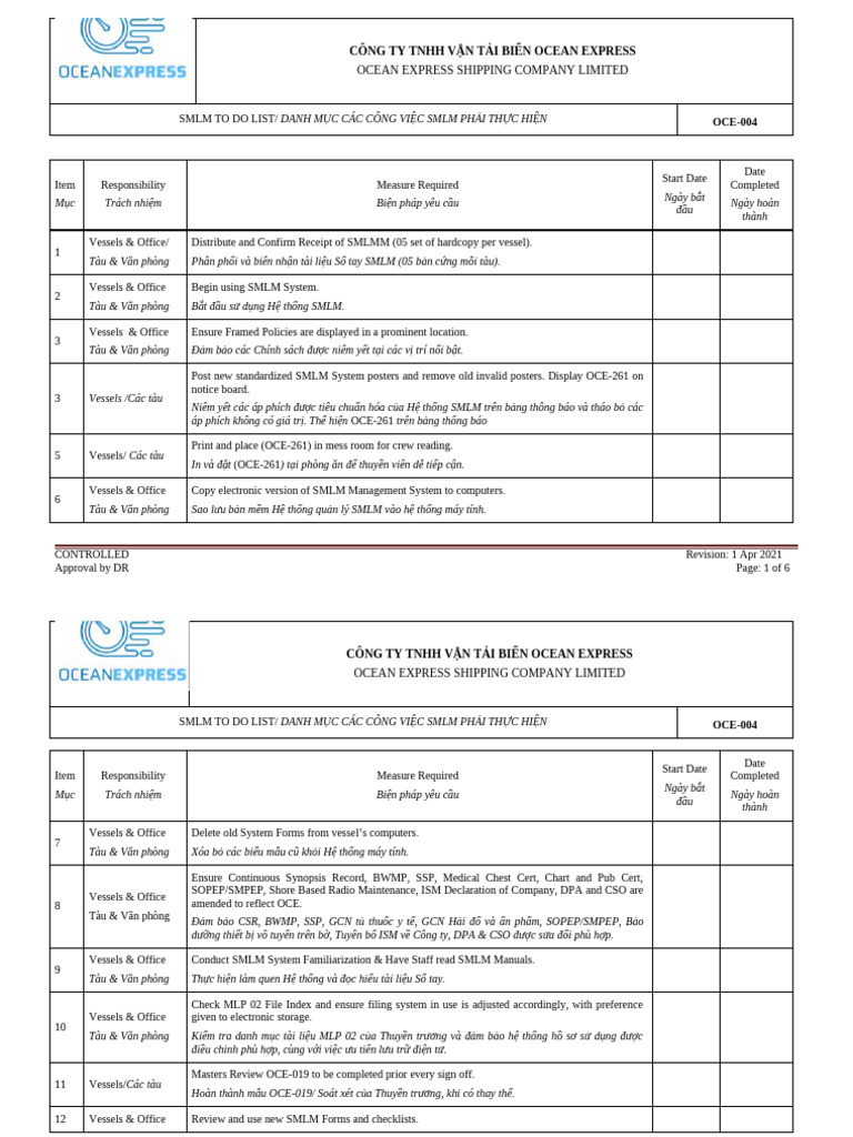 OCE-004 SMLM To do List | PDF