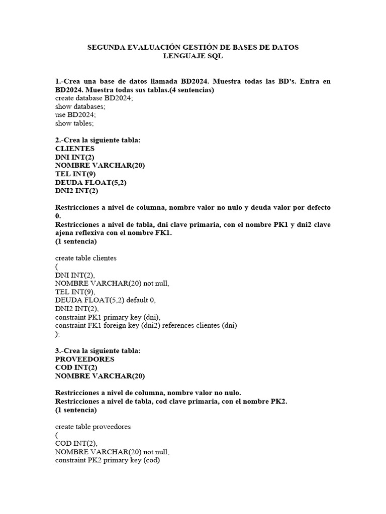 sql1. Examen. Pablo Morant Llorens | PDF