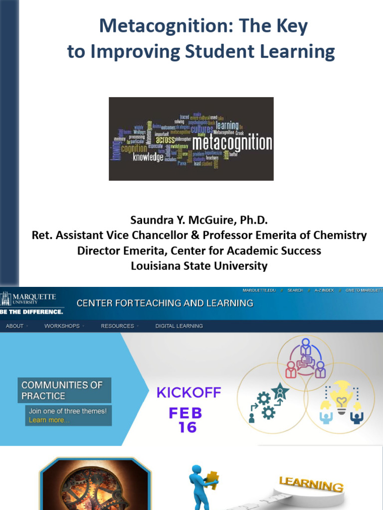 Metacognition - The Key To Improving Student Learning - Book | PDF