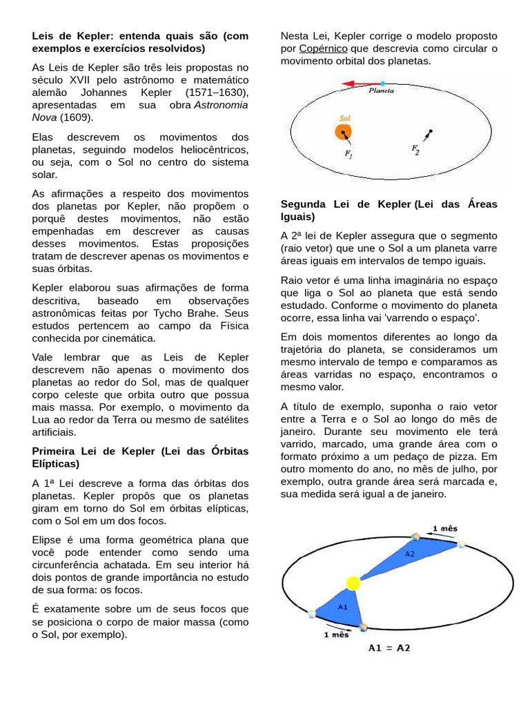 Leis de Kepler | PDF | Johannes Kepler | Elipse