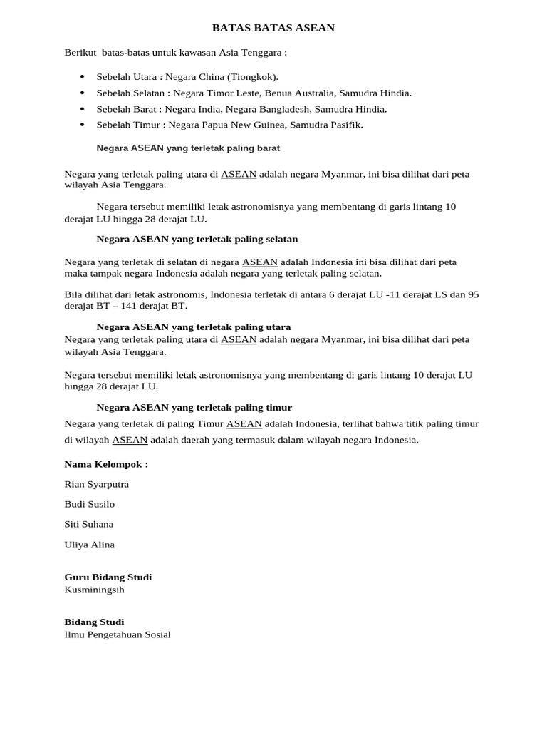 Batas Batas Asean | PDF