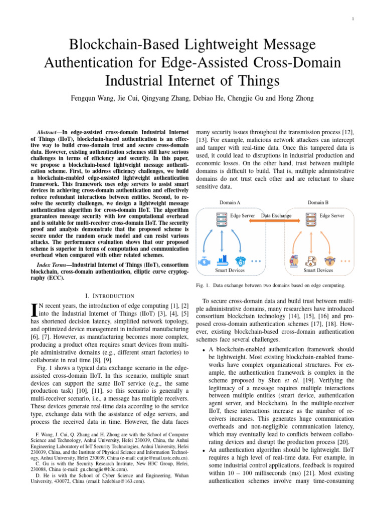Blockchain-Based Lightweight Message Authentication For Edge-Assisted Cross-Domain Industrial ...