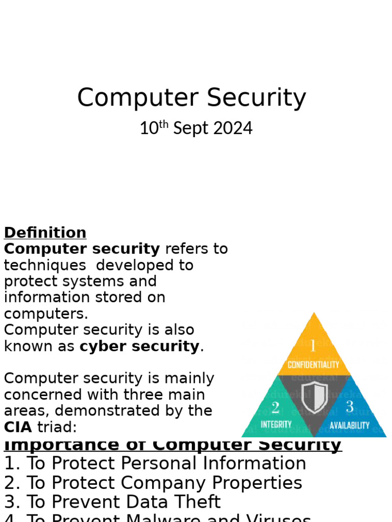 S6 Computer Security Lesson1 | PDF | Computers | Security