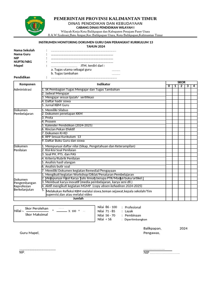 Instrumen Validasi 2024 Sma-Smk Edaran Ke Sekolah | PDF