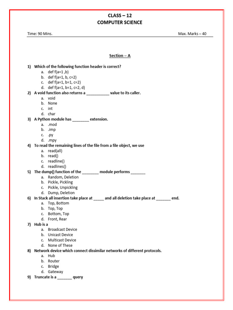 12 CS Paper | PDF