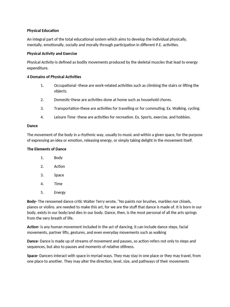 Week1 Physical Education Notes | PDF
