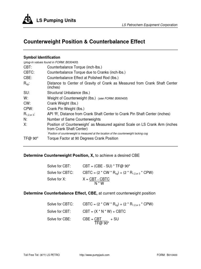 DL-Counterweight Position Calculator | PDF