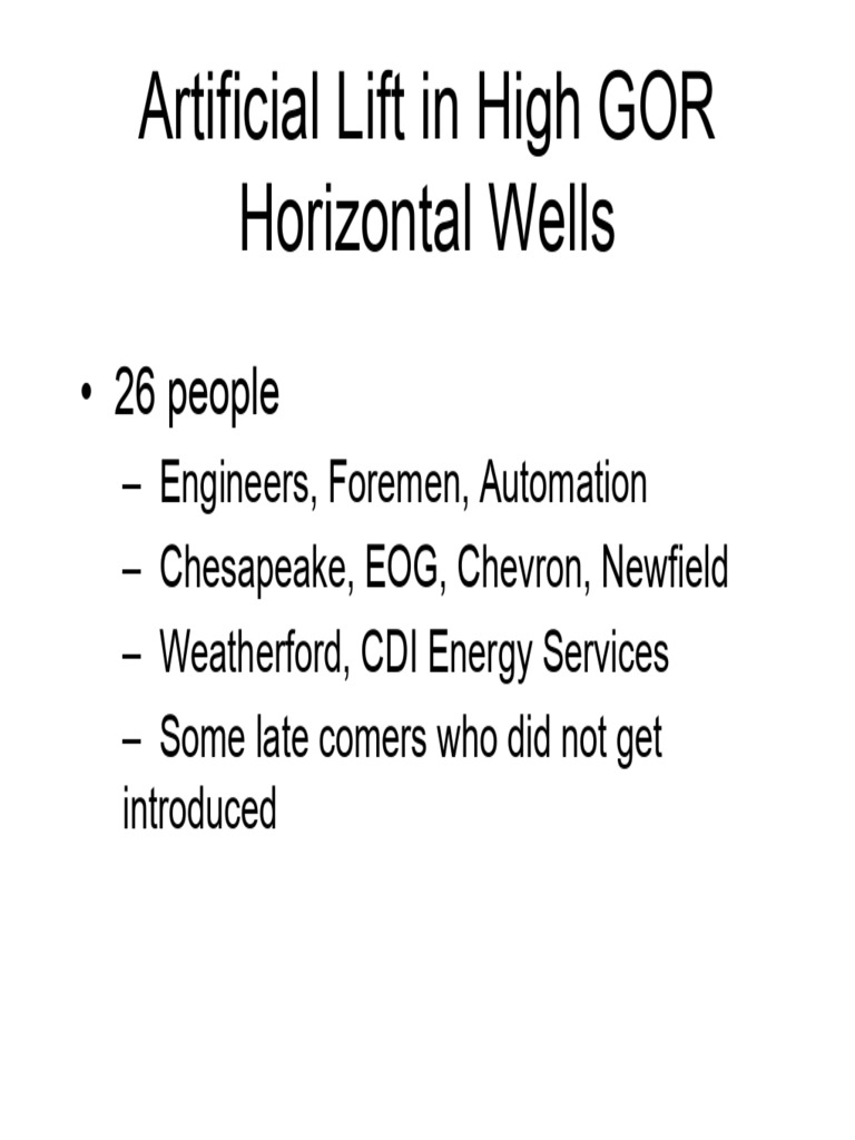 Artificial Lift in High GOR Horizontal Wells | PDF