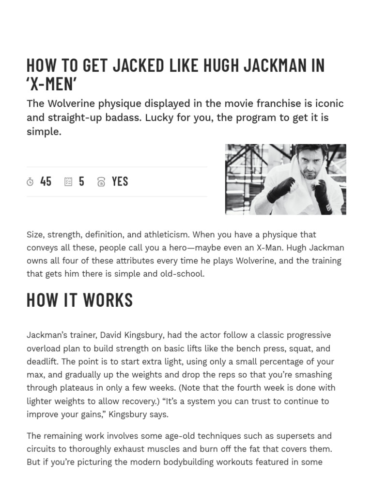 How To Get Jacked Like Hugh Jackman in 'X-Men' - Muscle & Fitness | PDF
