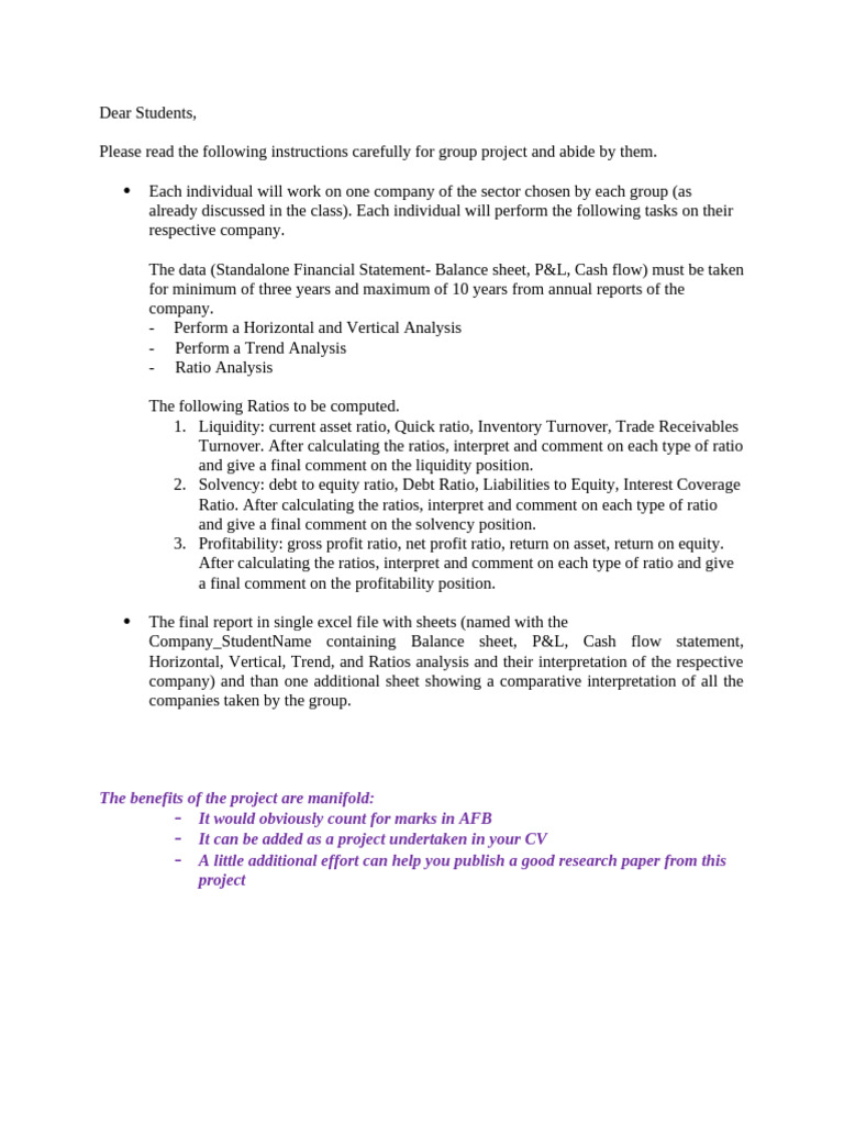 Guidelines For Group Porject | PDF