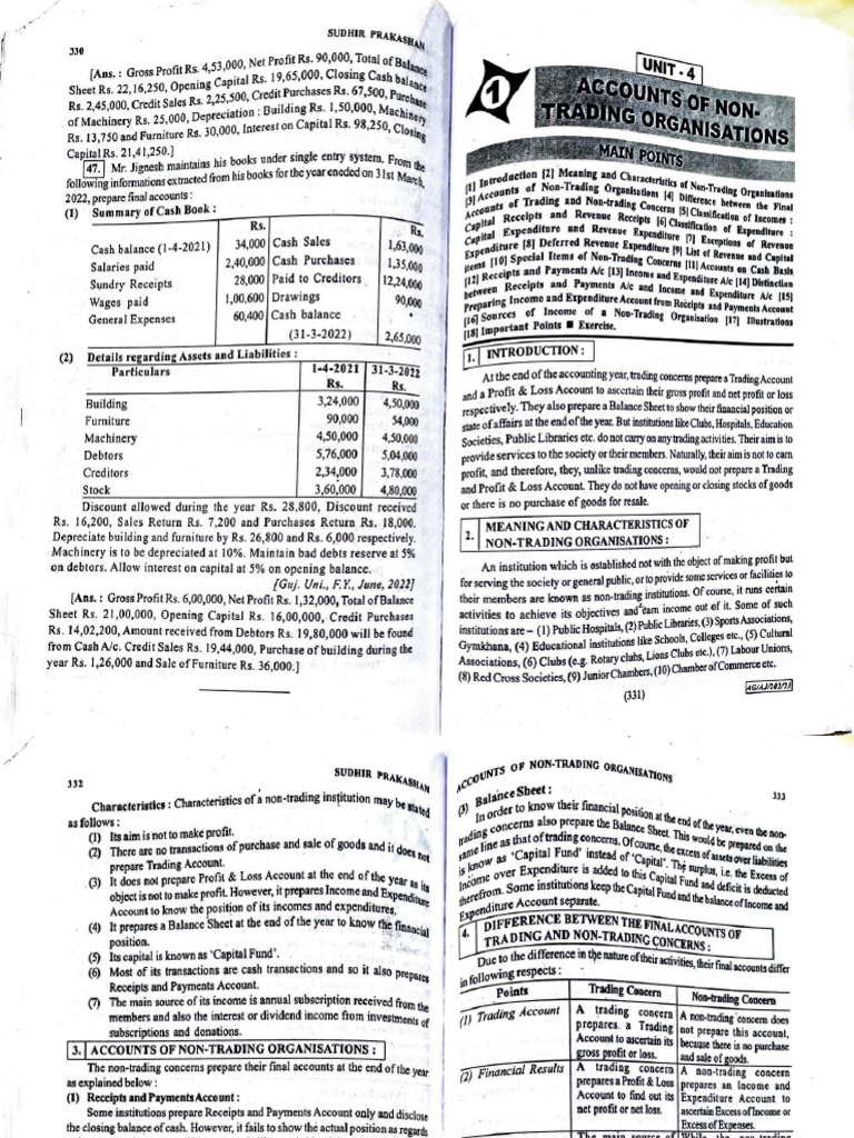 Unit-4 (Accounts of Non-Trading Organisations) - Compressed | PDF