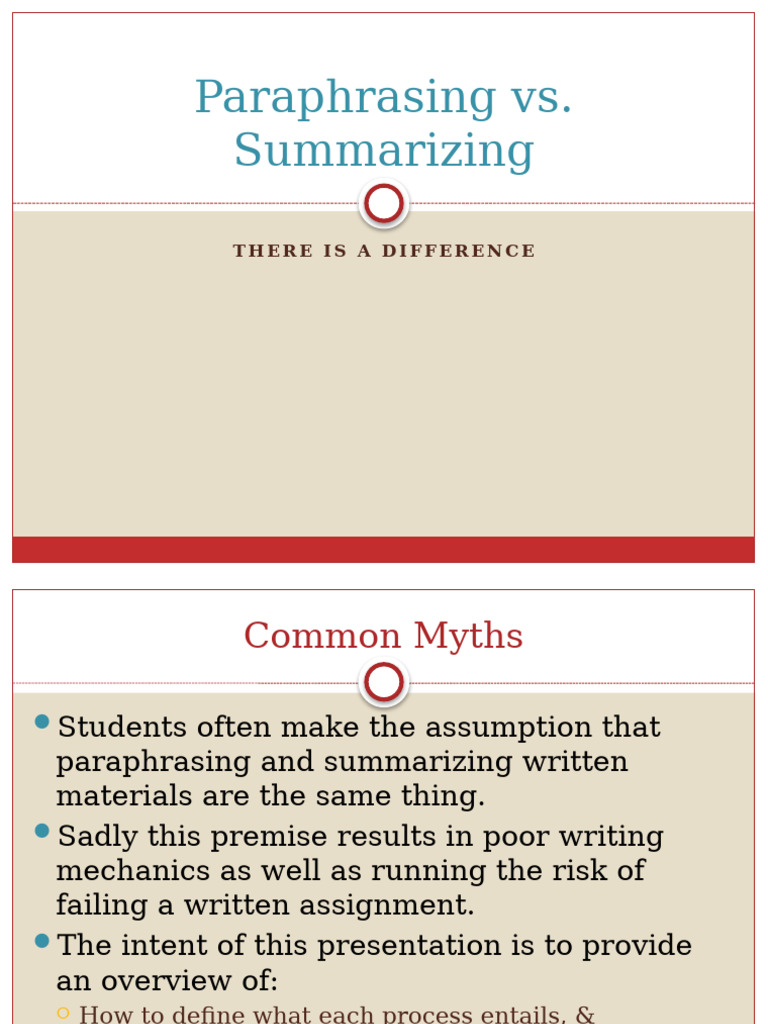Paraphrasing Vs Summary | PDF