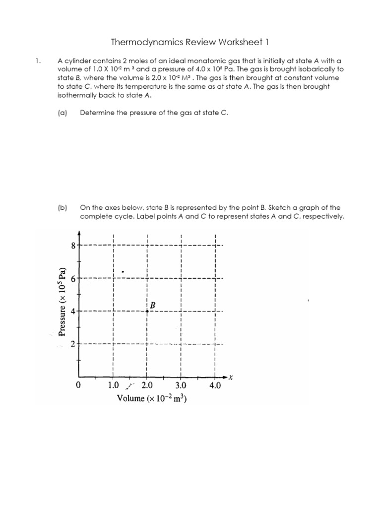 Thermodynamics Review Worksheet 1 | PDF