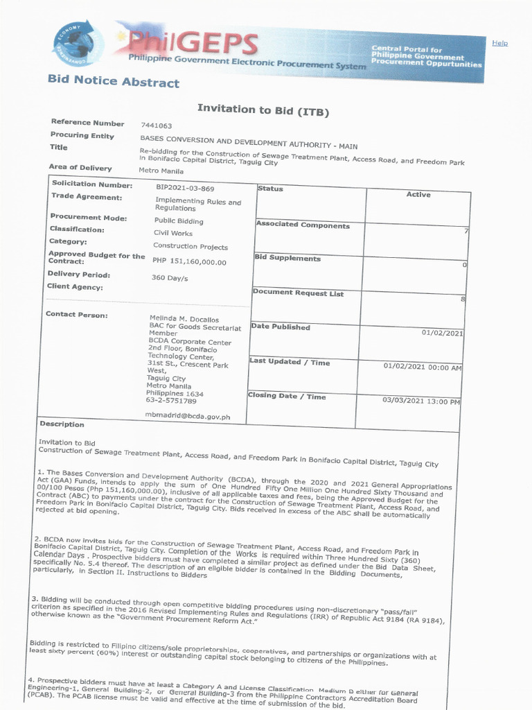 Philgeps - Bases Taguig City | PDF