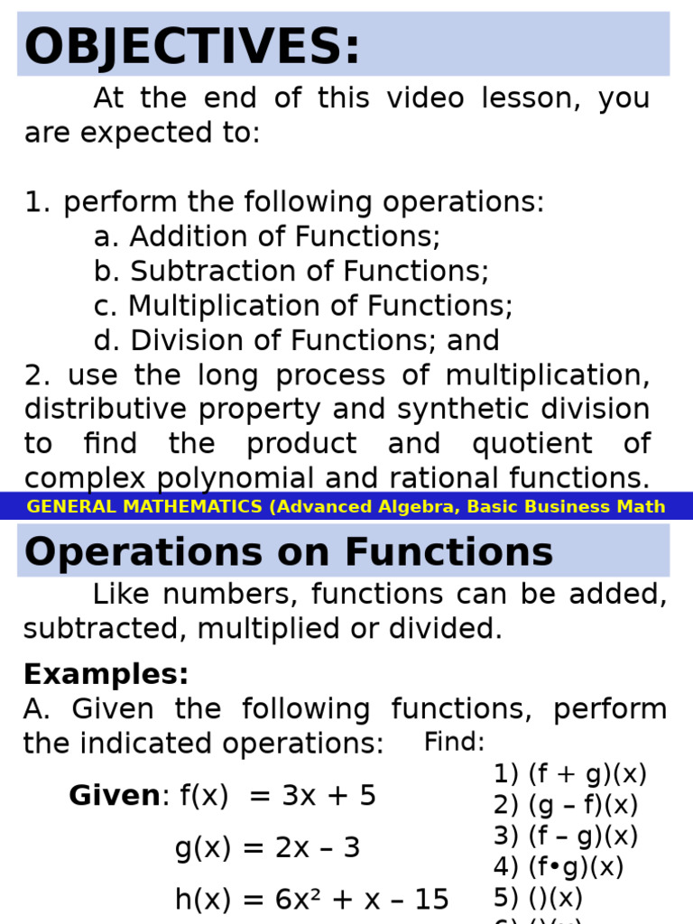 GenMath Operations On Functions | PDF