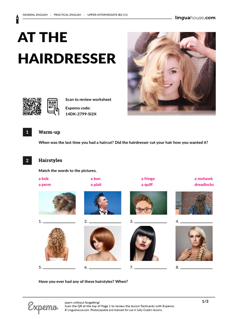 At The Hairdresser British English Teacher Ver2 Bw Pdf