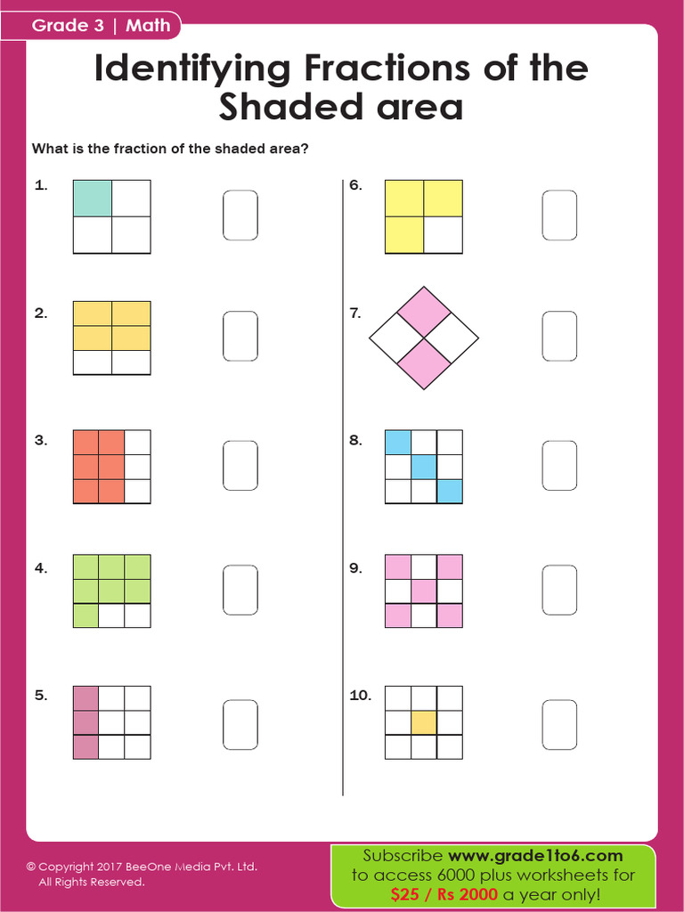 Identifying Fractions of The Shaded Area | PDF