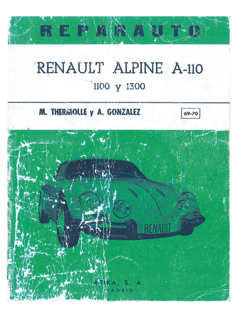 Alpine A110 Repair Manual FASA | PDF
