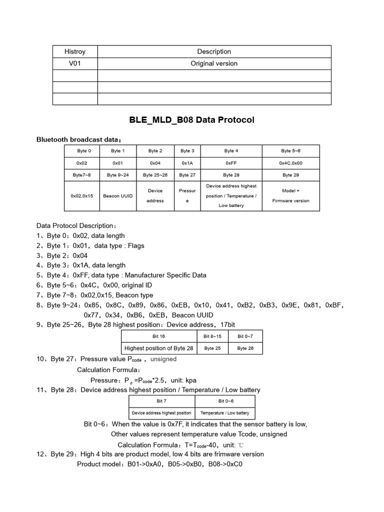 BLE Protocol - B08 | PDF