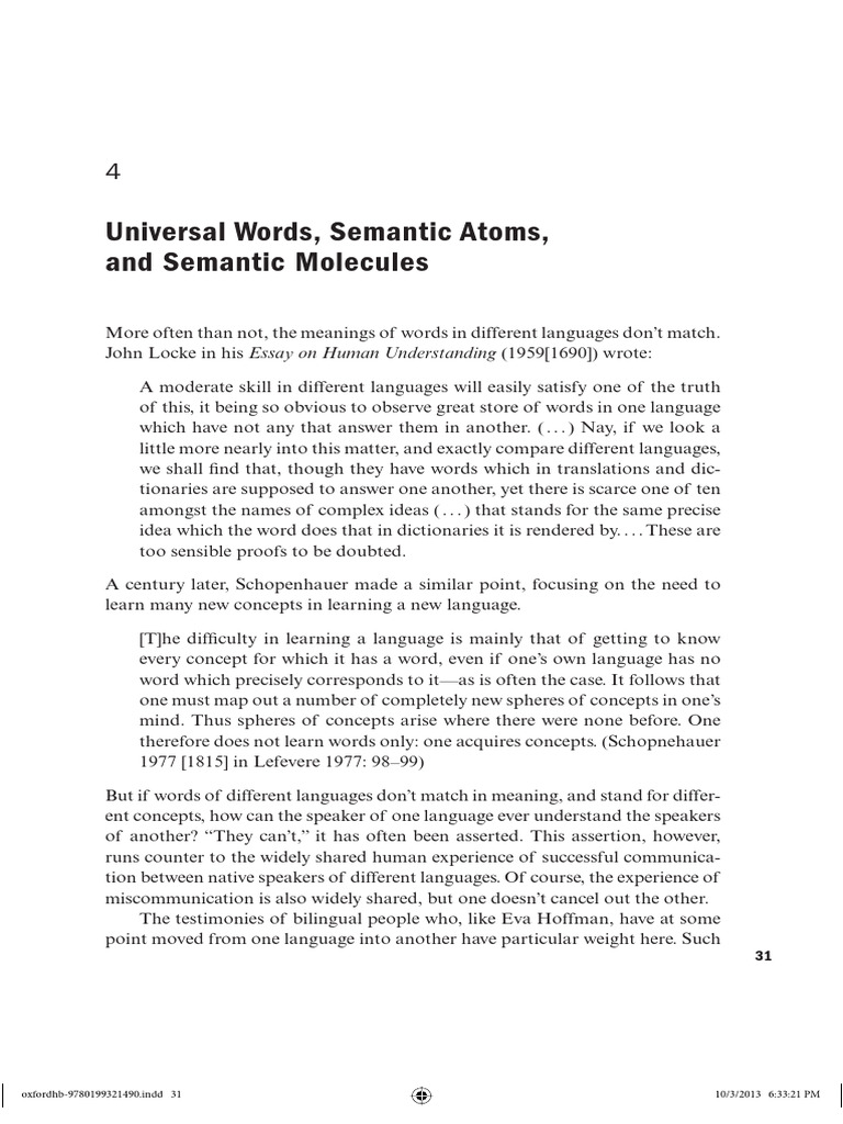 Universal Words Semantic Atoms and Semantic Molecules) | PDF