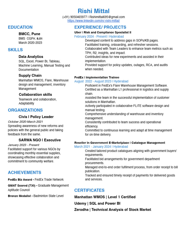 Rishi Mittal Resume | PDF