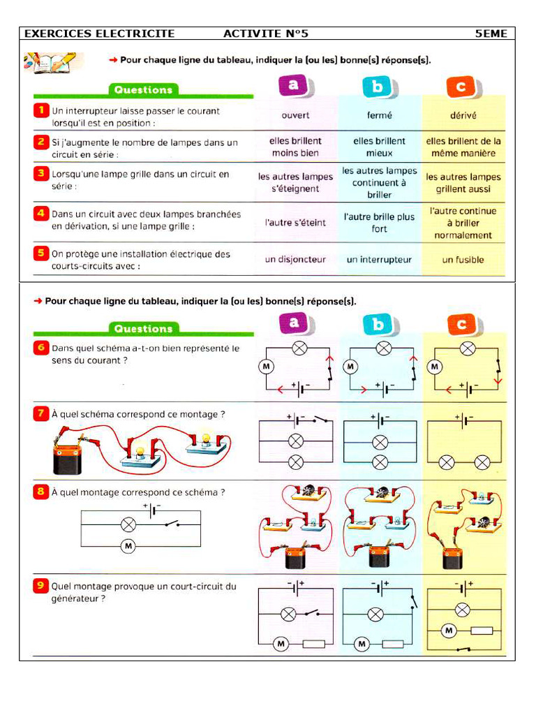 5eme Elec Activite N 5 Exercices v2 | PDF