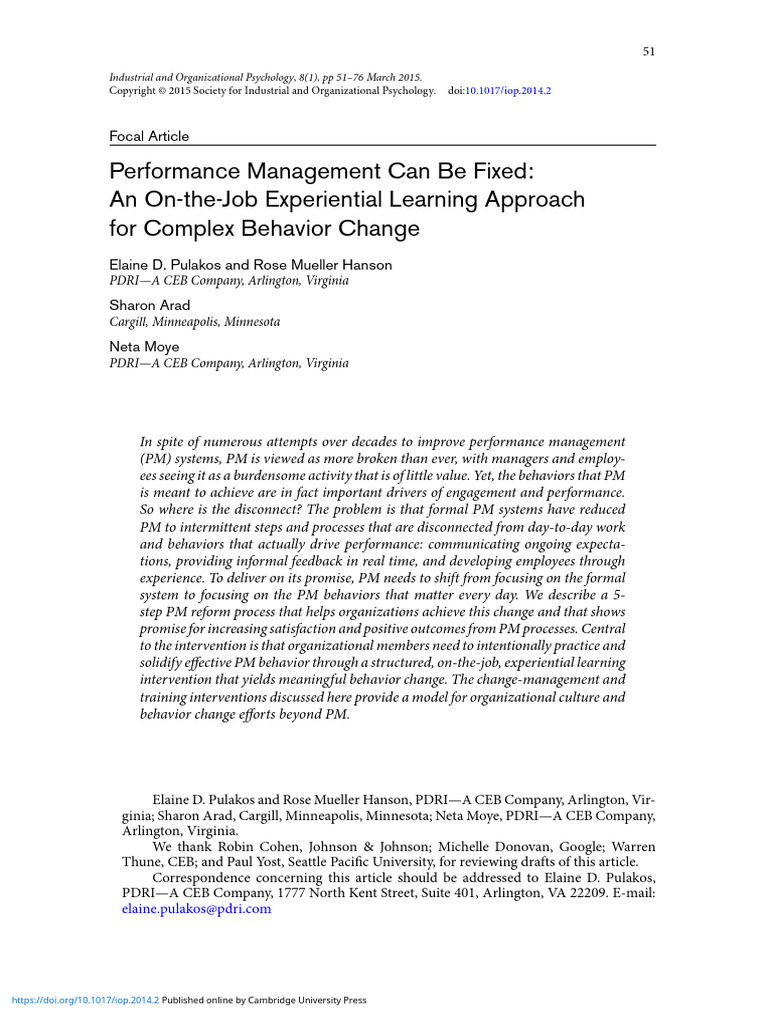 Performance management can be fixed- An on-the-job experiential ...