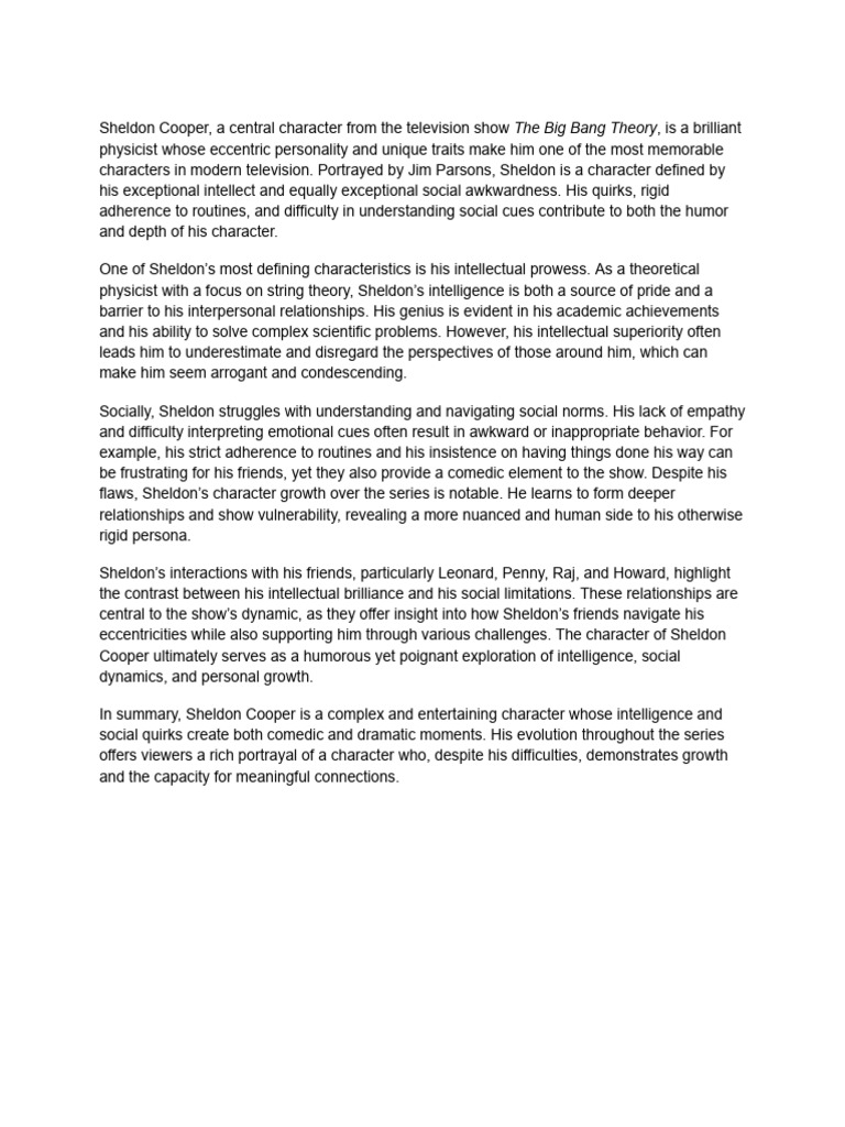 Character Review - Sheldon Cooper | PDF