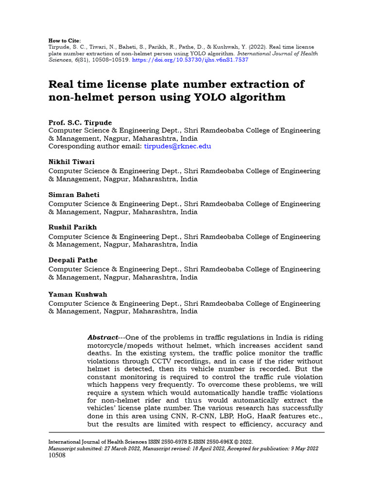 Real Time License Plate Number Extractio 923e60f0 | PDF