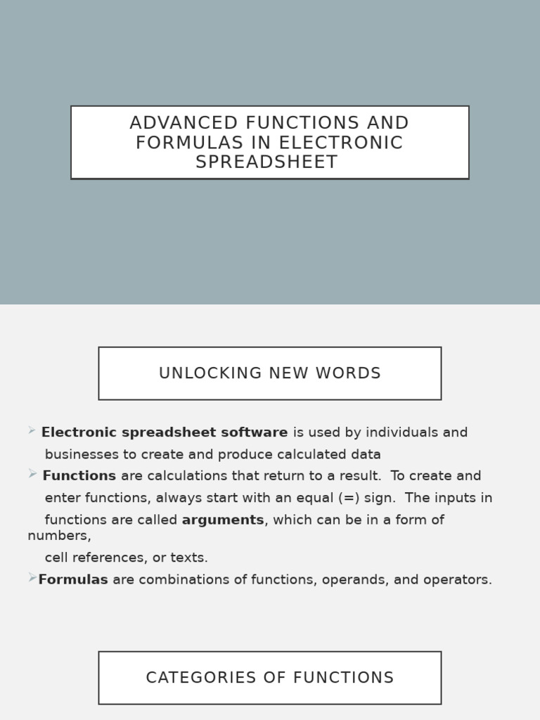 14 Electronic Spreadsheets | PDF