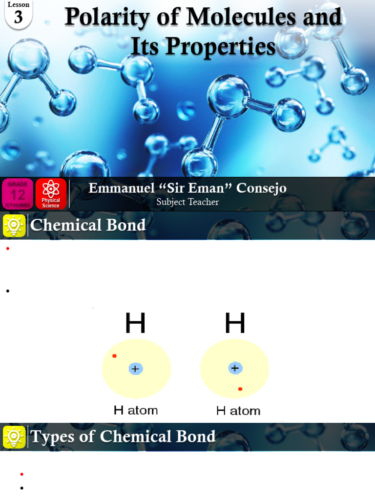 Physical Science Lesson 3 Polarity of Molecules and Its Properties | PDF