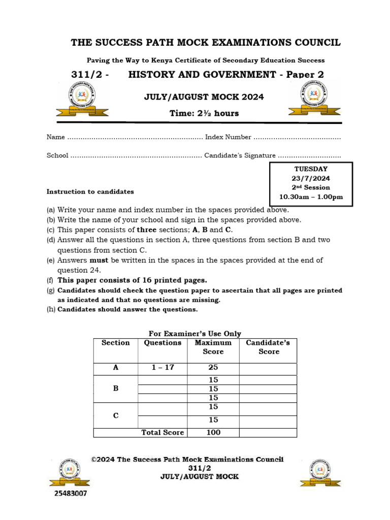 History Pp2 Qs 2024 | PDF