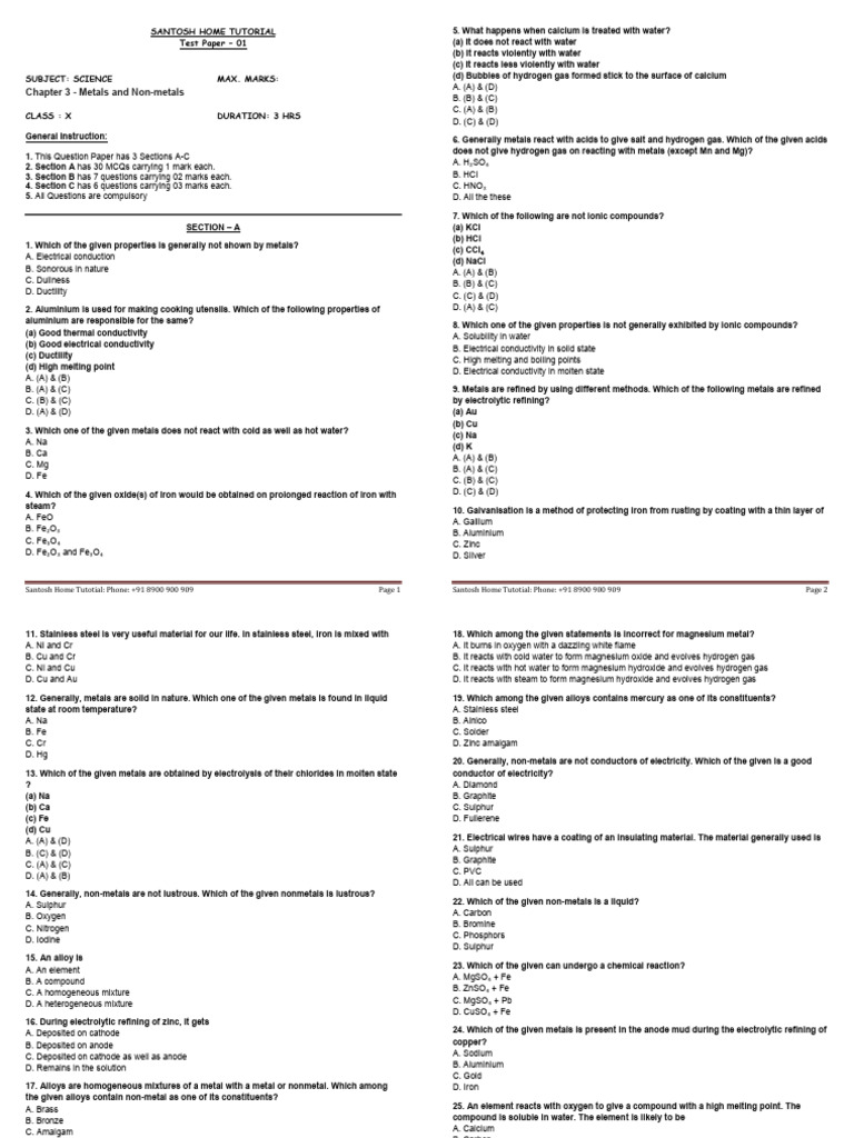 Test Paper 1 | PDF