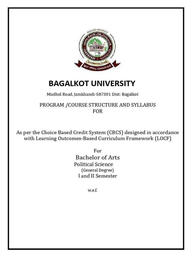 BA Political Science Syllabus 1 2 Semester 2024 25 | PDF