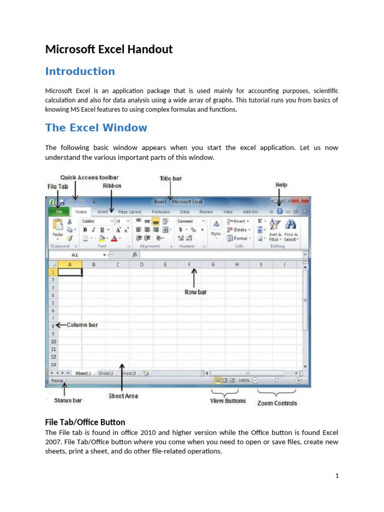Excel Handout | PDF