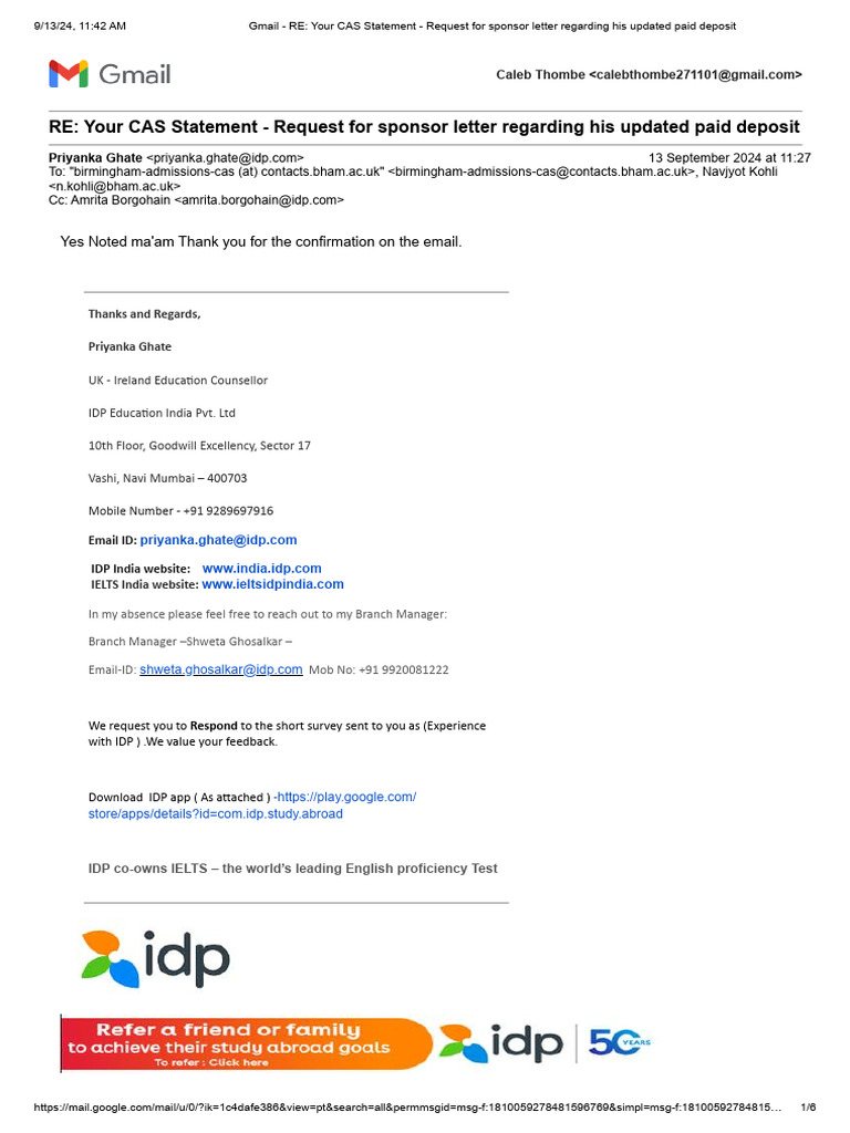 Gmail - RE - Your CAS Statement - Request For Sponsor Letter Regarding ...