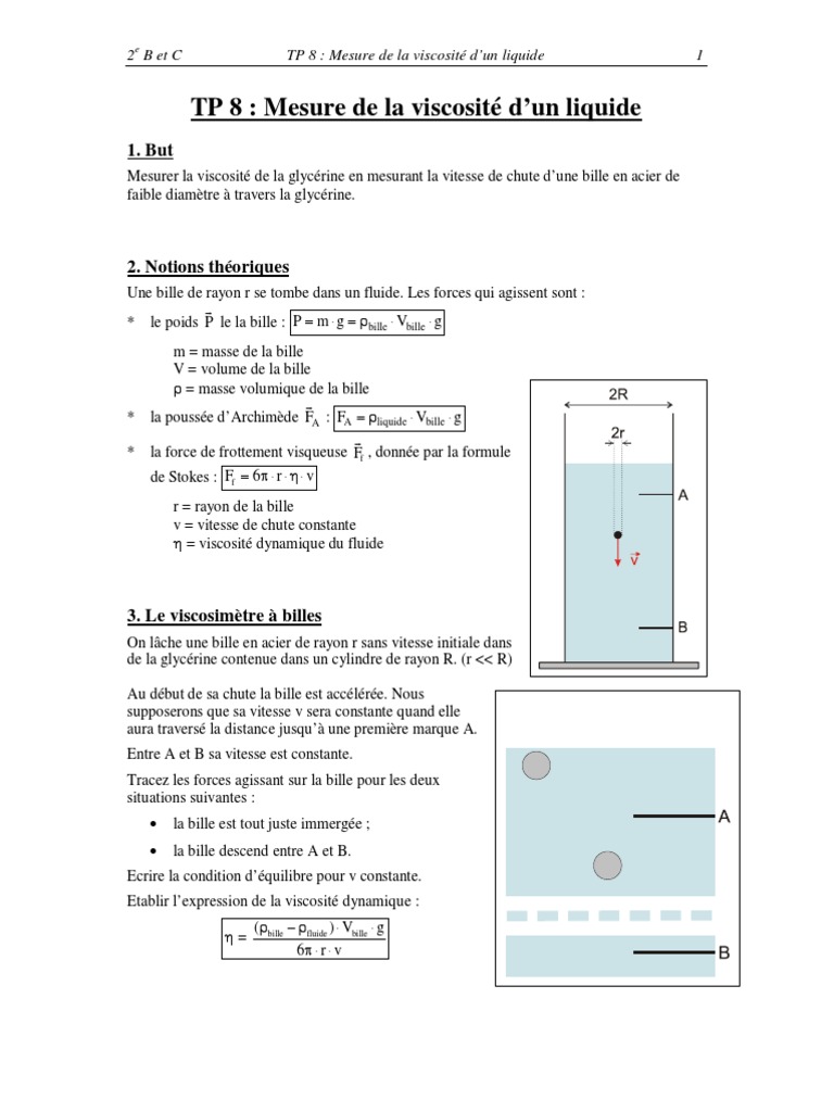 TP8 Viscosité D'un Liquide | PDF | Mécanique des fluides | Physique