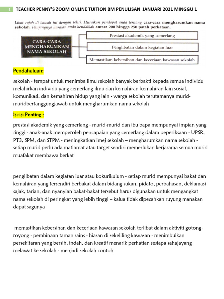 BM PENULISAN FORM 4 JANUARI MINGGU 1 | PDF