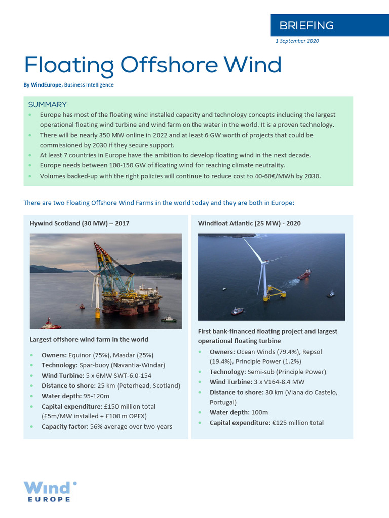 WindEurope Floating Offshore Wind | PDF