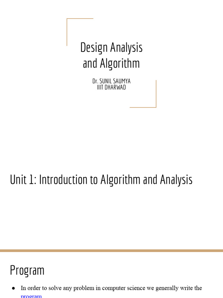 Design Analysis and Algorithm: Dr. Sunil Saumya Iiit Dharwad | PDF