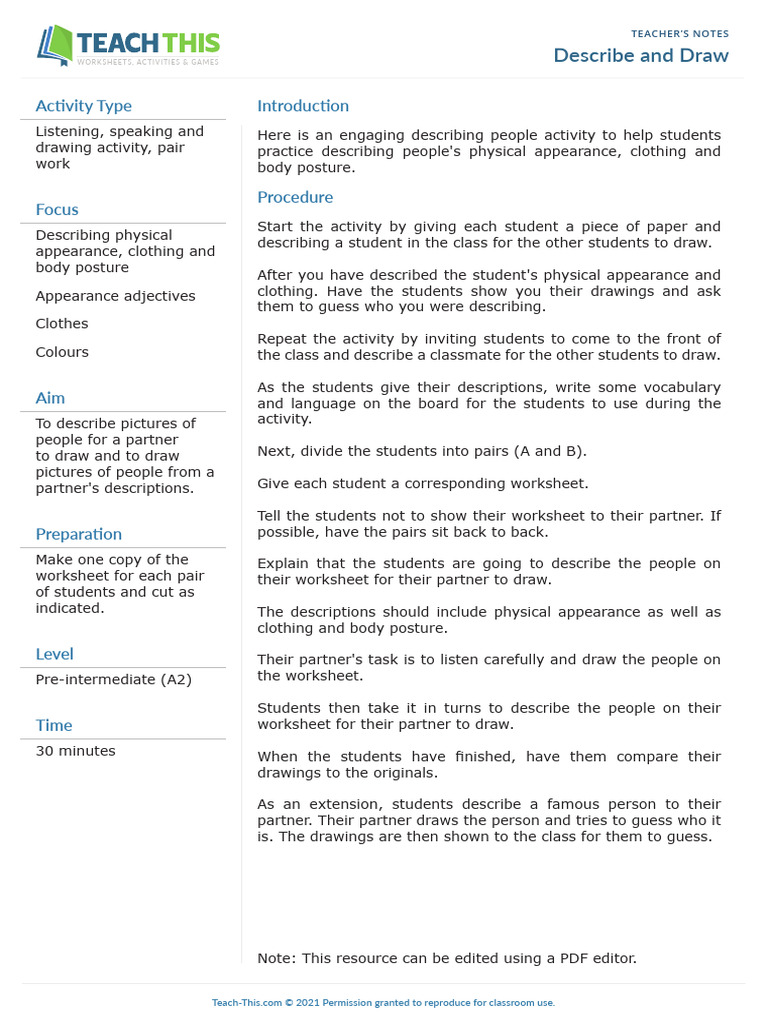 Describe and Draw | PDF